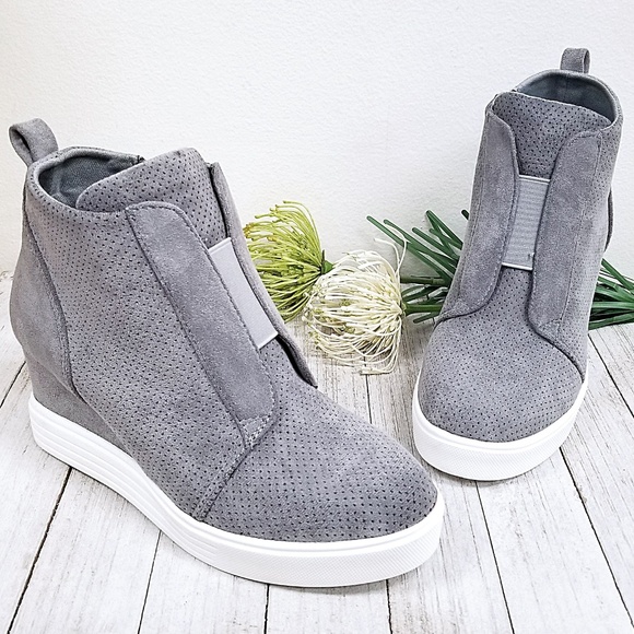 Shoes | New Gray Wedge High Top Platform Sneakers Booties | Poshmark
